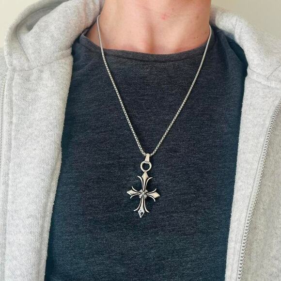 Other | Accessories | Y2k Silver Stainless Steel Cross Pendant Necklace ...
